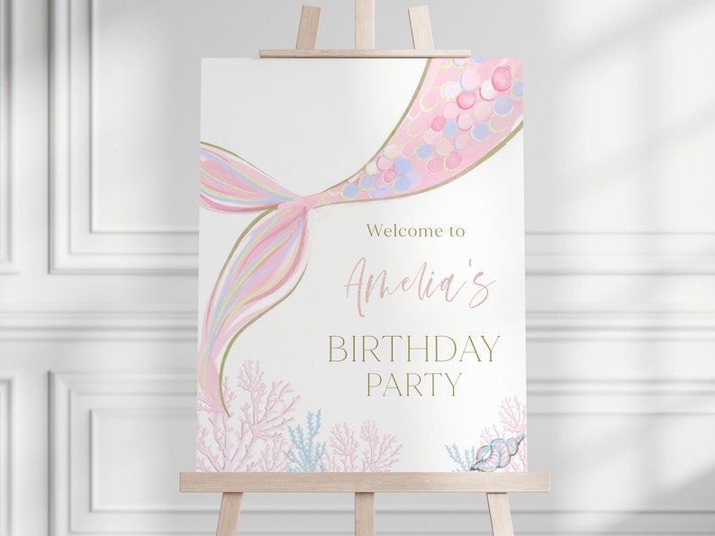 Editable Mermaid Water Bottle Label Pink Mermaid Birthday - Etsy