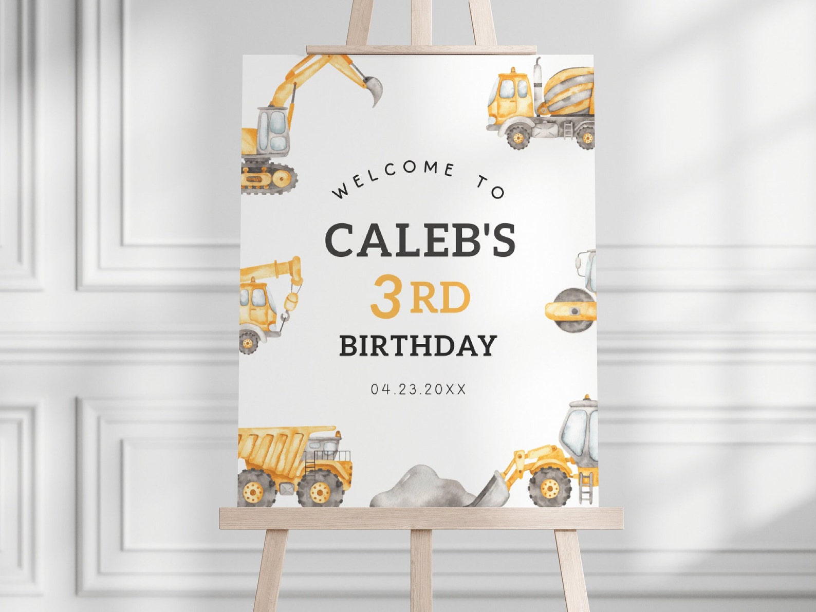 Editable Construction Birthday Welcome Sign, Construction Truck Any Age ...