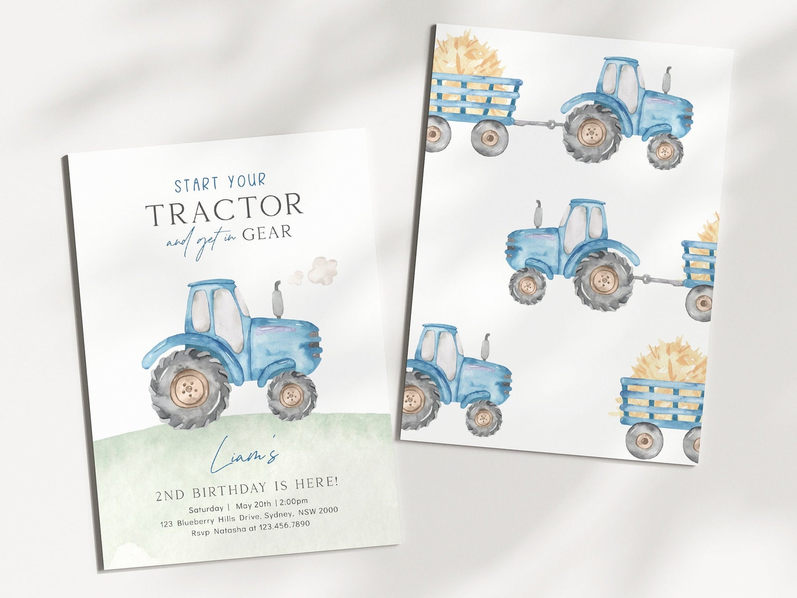 Blue Tractor Birthday Invitation, Editable Template, Any Age Blue Farm ...
