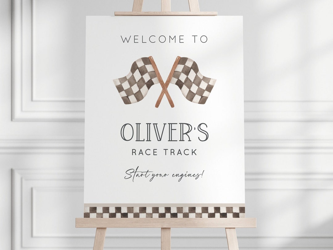 Editable Racing Welcome Sign Race Flags Party Sign Two Fast - Etsy