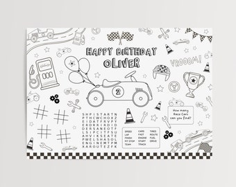 Editable Race Car Activity & Coloring Page, Two Fast Racing Birthday ...
