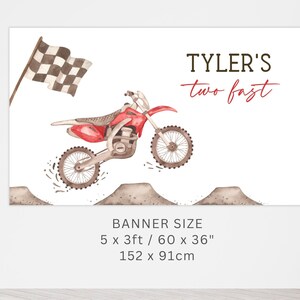 Editable Red Dirt Bike Birthday Banner, Any Age Racing Bike Party Decor ...
