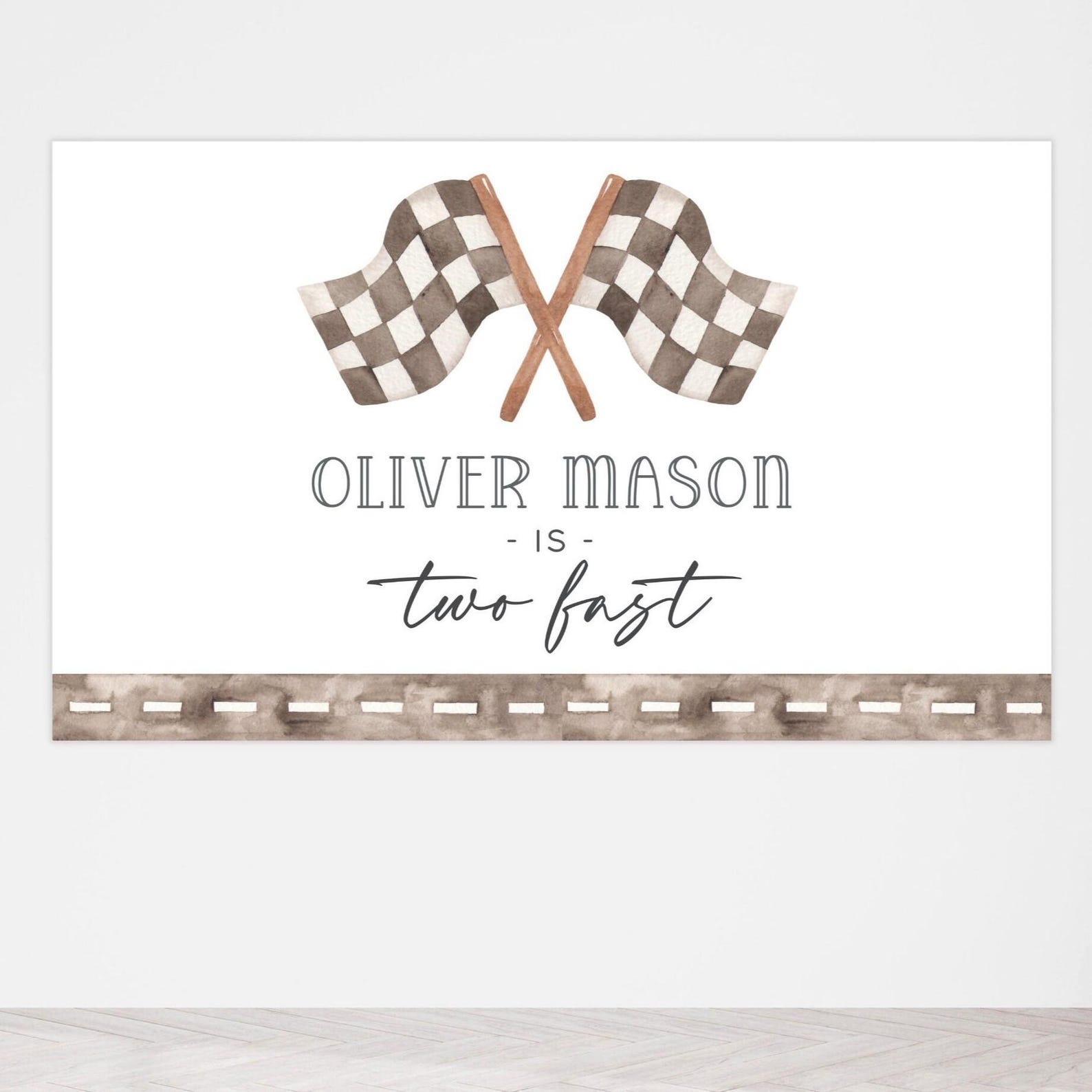 TWO Fast Racing Flags Banner, Editable Race Car 2nd Birthday Party ...