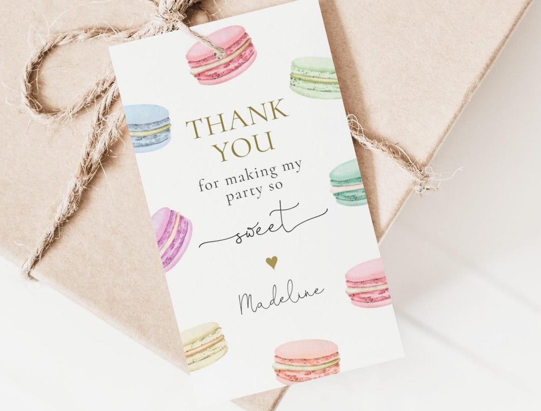 Editable Macarons Thank You Tag, Sweet Celebration Party Favors Tag ...