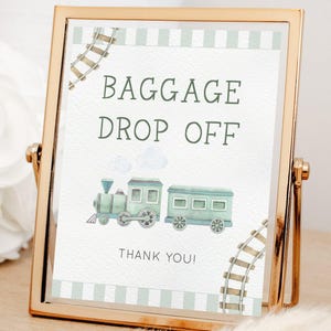 Editable Train Party Signs Bundle, Green Train Birthday Food Drink Sign ...