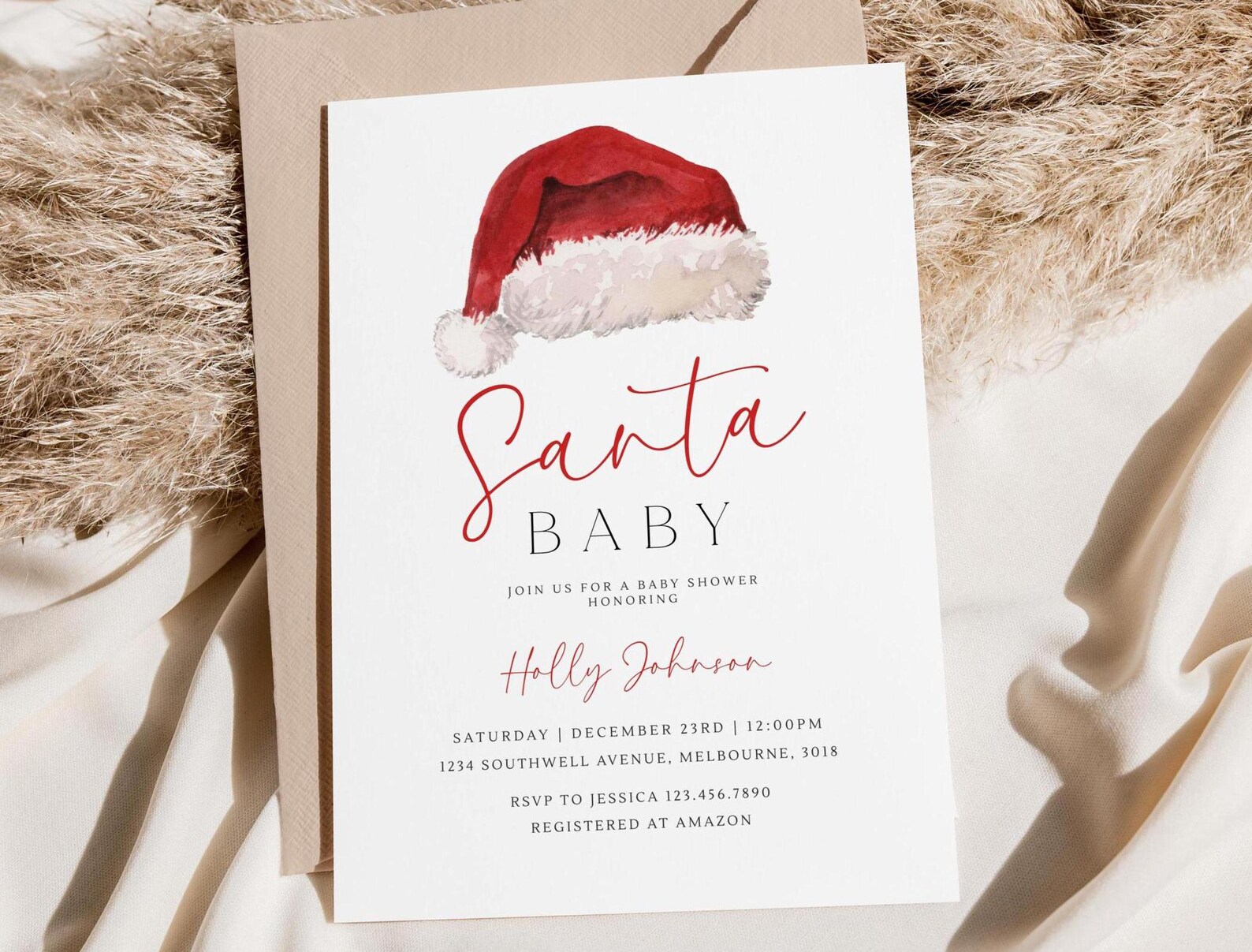 Santa Baby Shower Invitation, Editable Christmas Baby Shower Invite ...