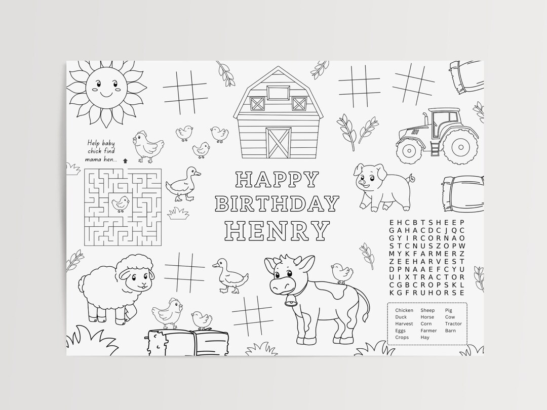 Editable Farmyard Activity & Coloring Page, Printable Kids Barn Farm ...