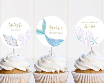 Mermaid Cupcake Toppers Custom With Face for Birthday Party Decorations ...