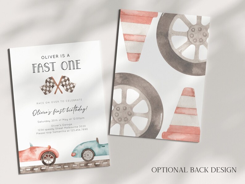 Fast ONE Birthday Invitation, Editable Template, Car 1st Birthday Party ...