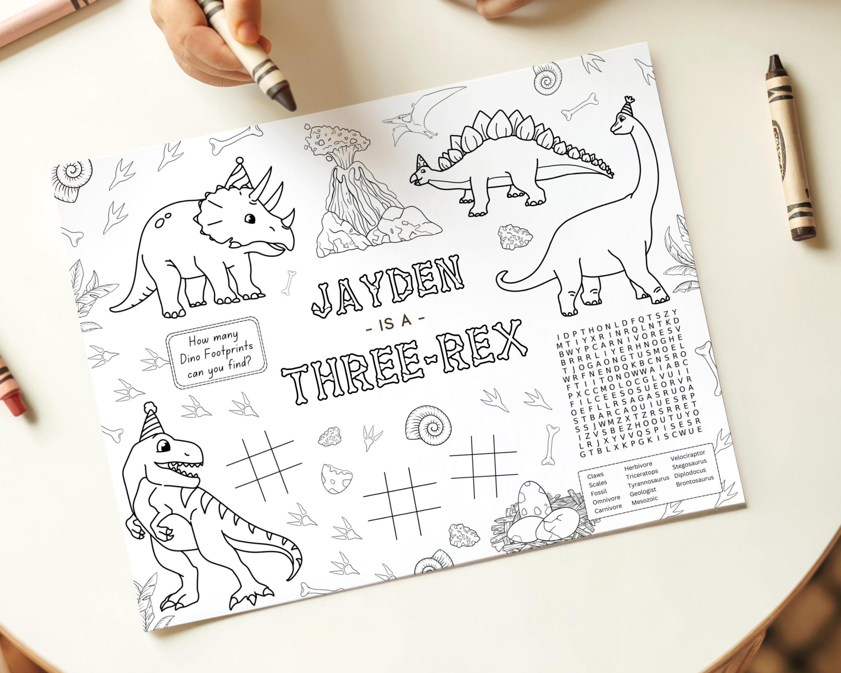 Editable Three Rex Activity & Coloring Page, Printable Kids Dinosaur ...