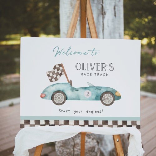 Editable Racing Birthday Welcome Sign Race Car Birthday Sign - Etsy