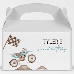 Editable Dirt Bike Gable Box Label, Editable Template, Teal Blue Dirt ...