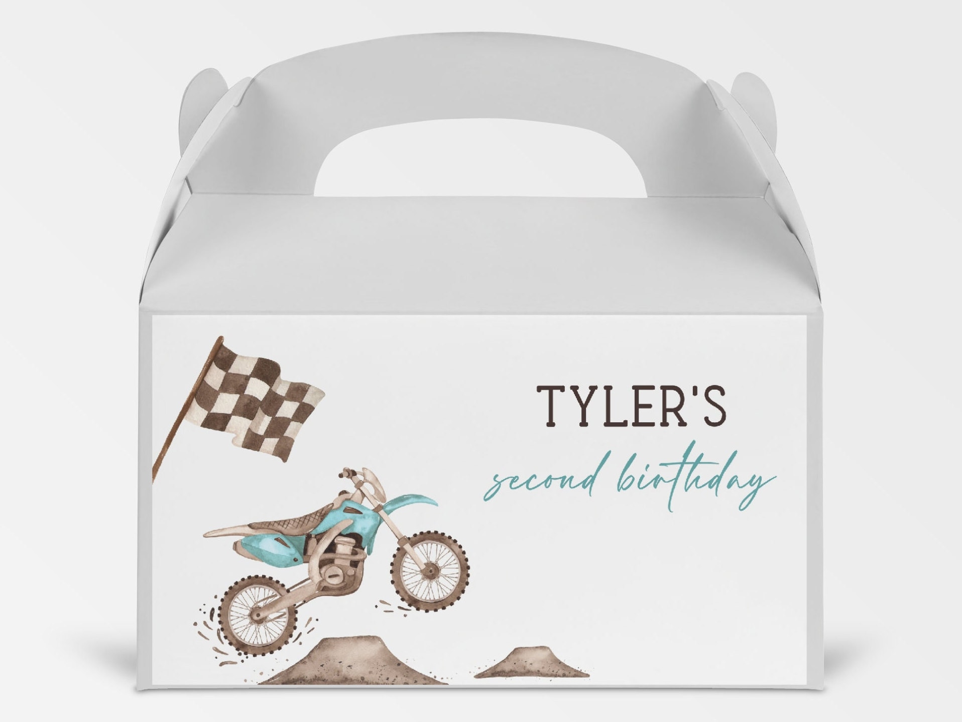 Editable Dirt Bike Gable Box Label, Editable Template, Teal Blue Dirt ...
