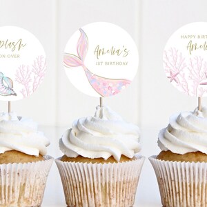 Editable Mermaid Water Bottle Label, Pink Mermaid Birthday Decor, Under ...