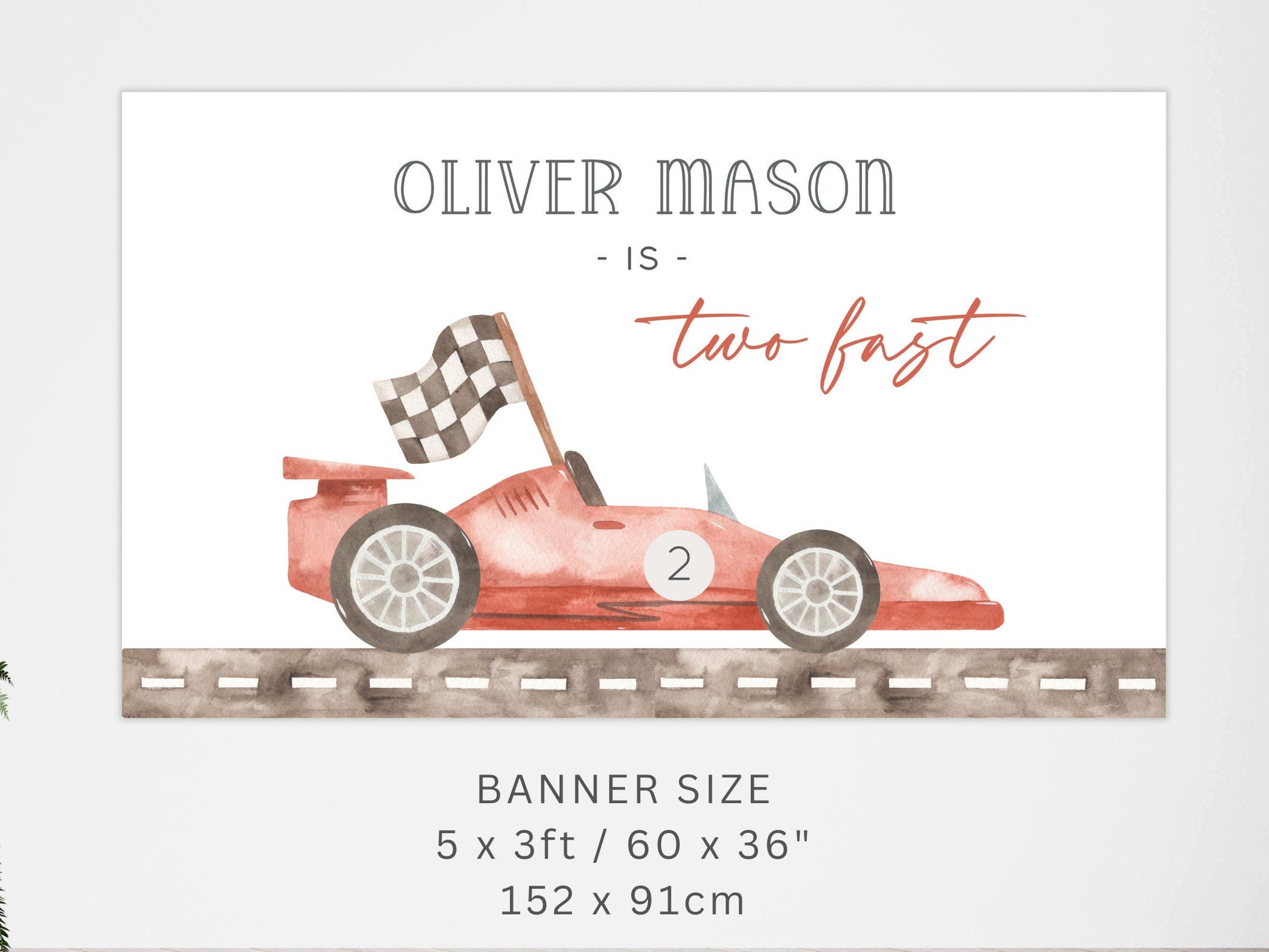 Editable Car Party Banner, Red Race Car Party Wall Banner Sign, Two ...