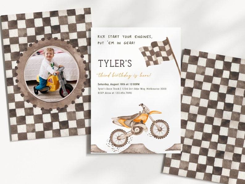 Editable Orange Dirt Bike Invitation, Editable Dirt Bike Birthday Party ...