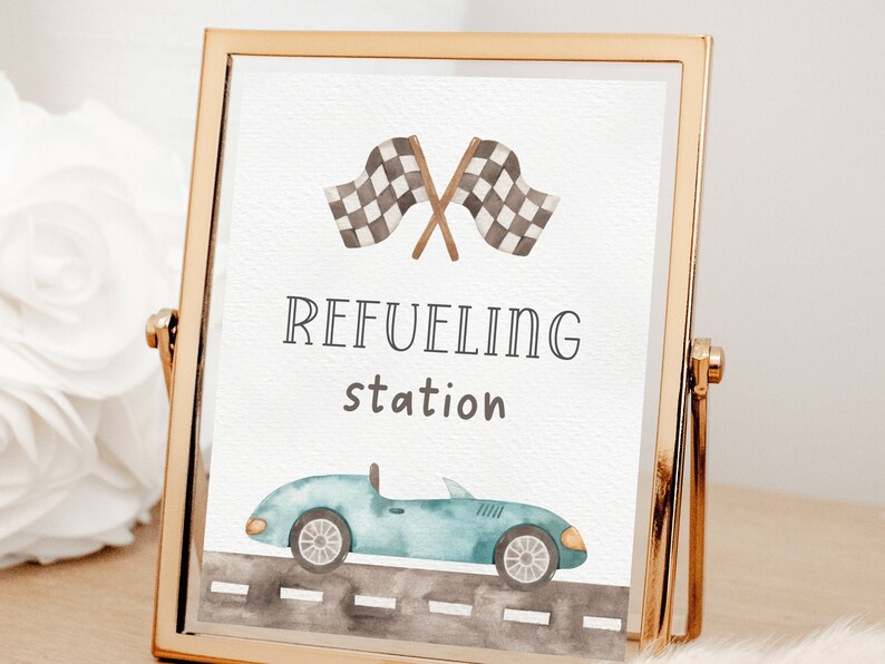 Race Car Refueling Station Sign, Editable Template, Vintage Racing ...