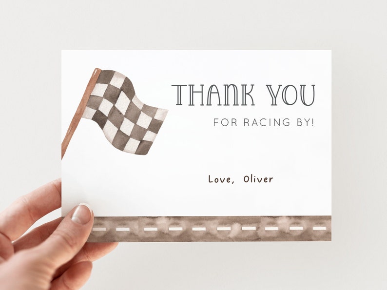 Editable Racing Thank You Card Race Flag Birthday Thank You - Etsy