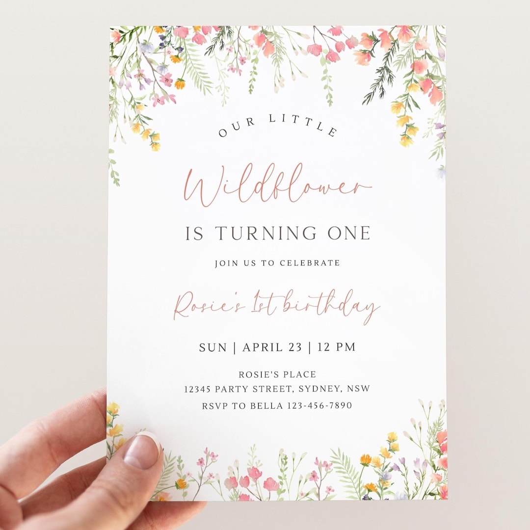 Editable Wildflower Birthday Party Invitation, Little Wildflowers Any ...