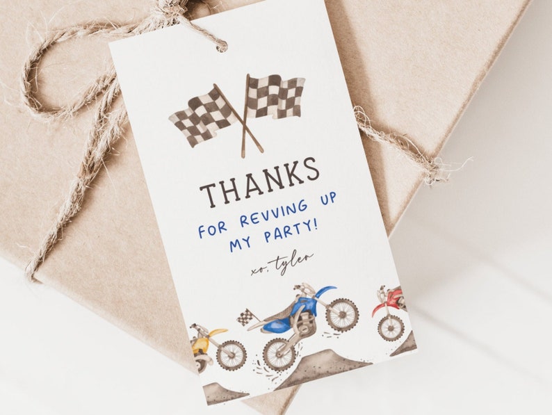 Editable Dirt Bike Thank You Tag Motocross Racing Gift Tag - Etsy
