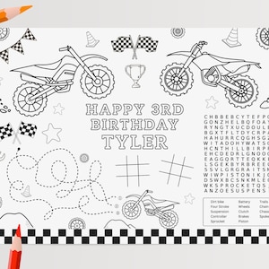 Editable Dirt Bike Activity & Coloring Page, Racing Drit Bikes Birthday ...