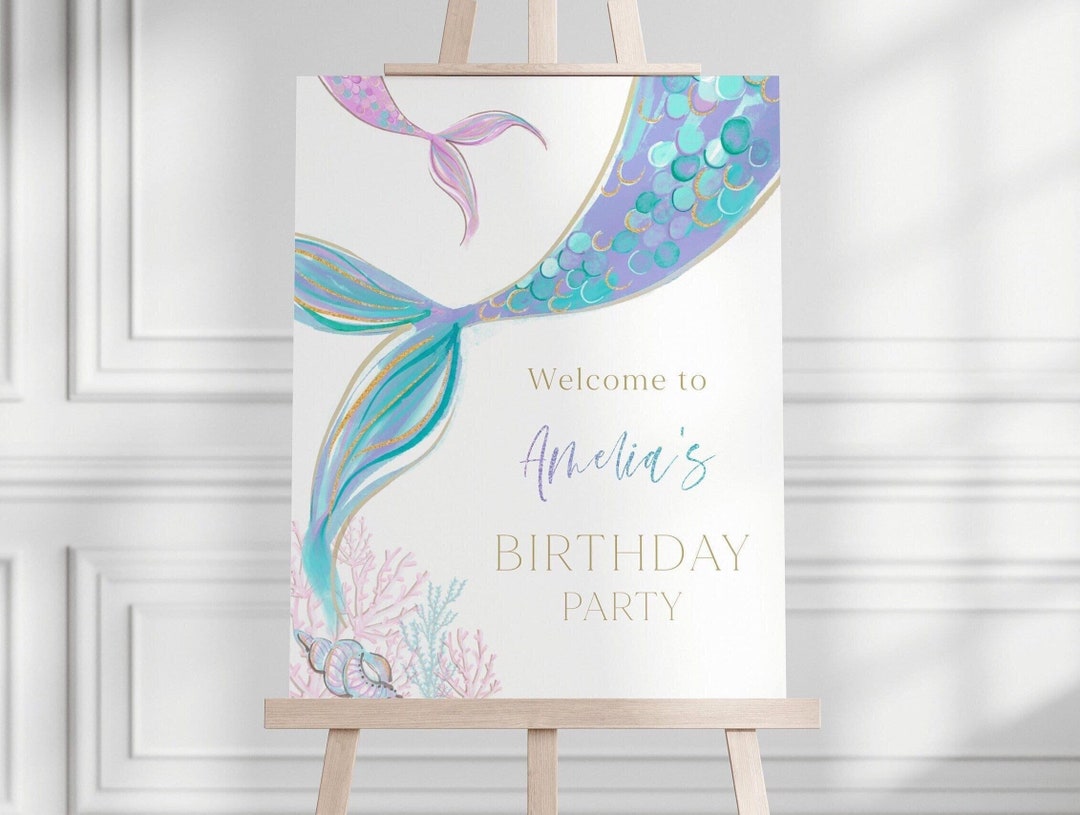 Mermaid Welcome Sign Editable Template Mermaid Party - Etsy