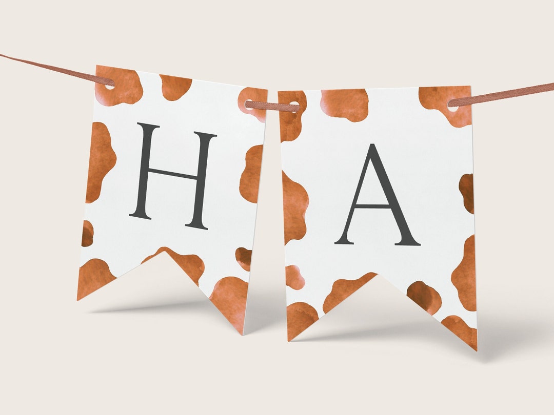 Editable Cow Happy Birthday Banner, Brown Cow Party Banner, Holy Cow I ...