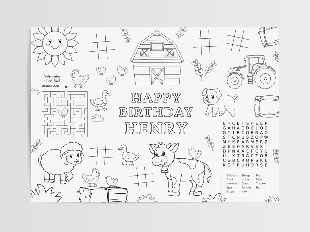 Editable Farmyard Activity & Coloring Page, Printable Kids Barn Farm ...