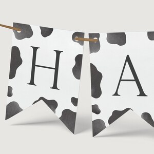 Cow Birthday Party Banner, Editable Template, Holy Cow I'm One, Gender ...