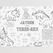 Editable Three Rex Activity & Coloring Page, Printable Kids Dinosaur ...