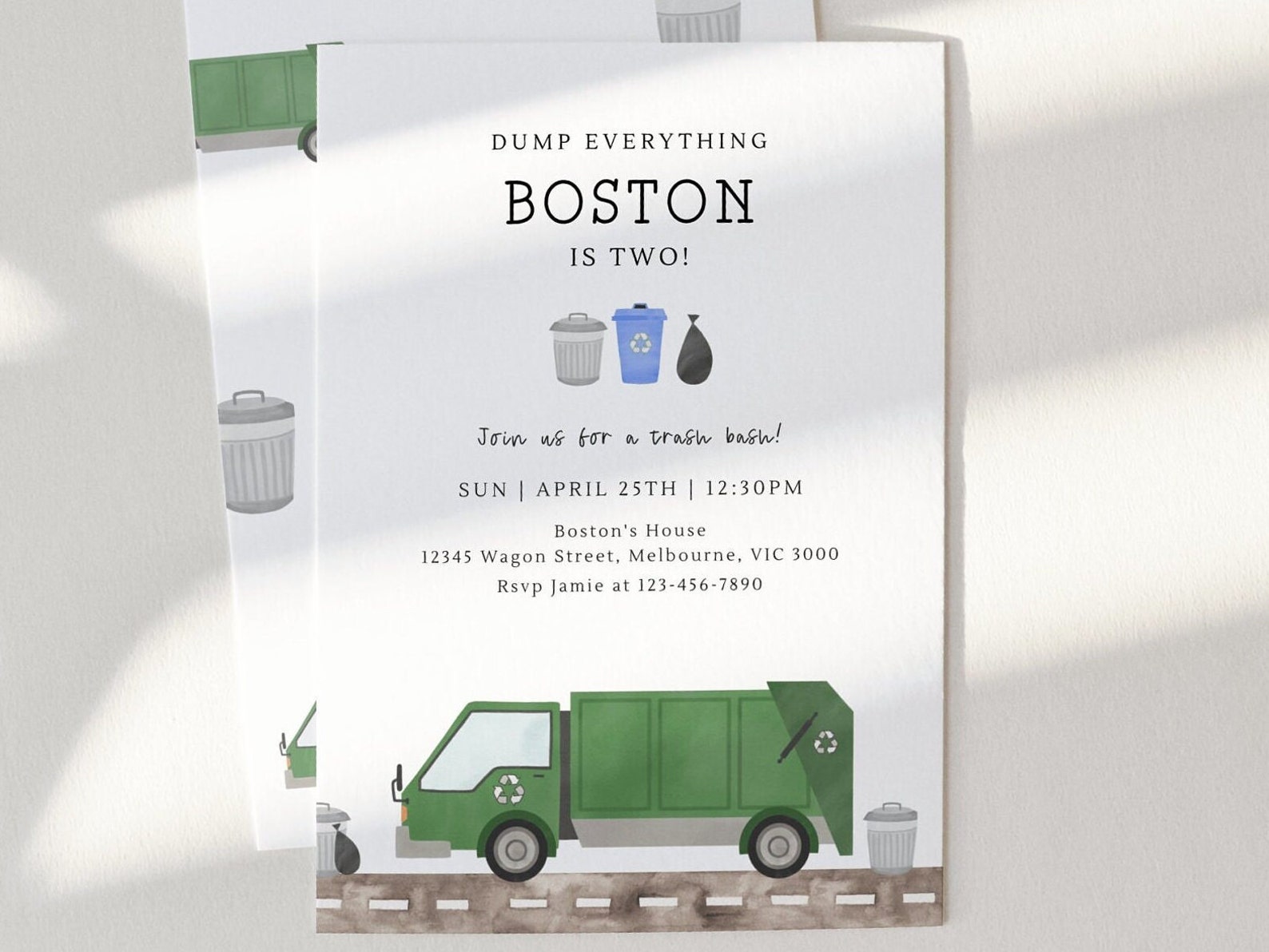 Editable Garbage Truck Party Invitation Garbage Truck - Etsy