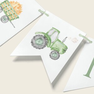Editable Tractor Birthday Banner, Green Tractor B'day Party Decor, Farm ...