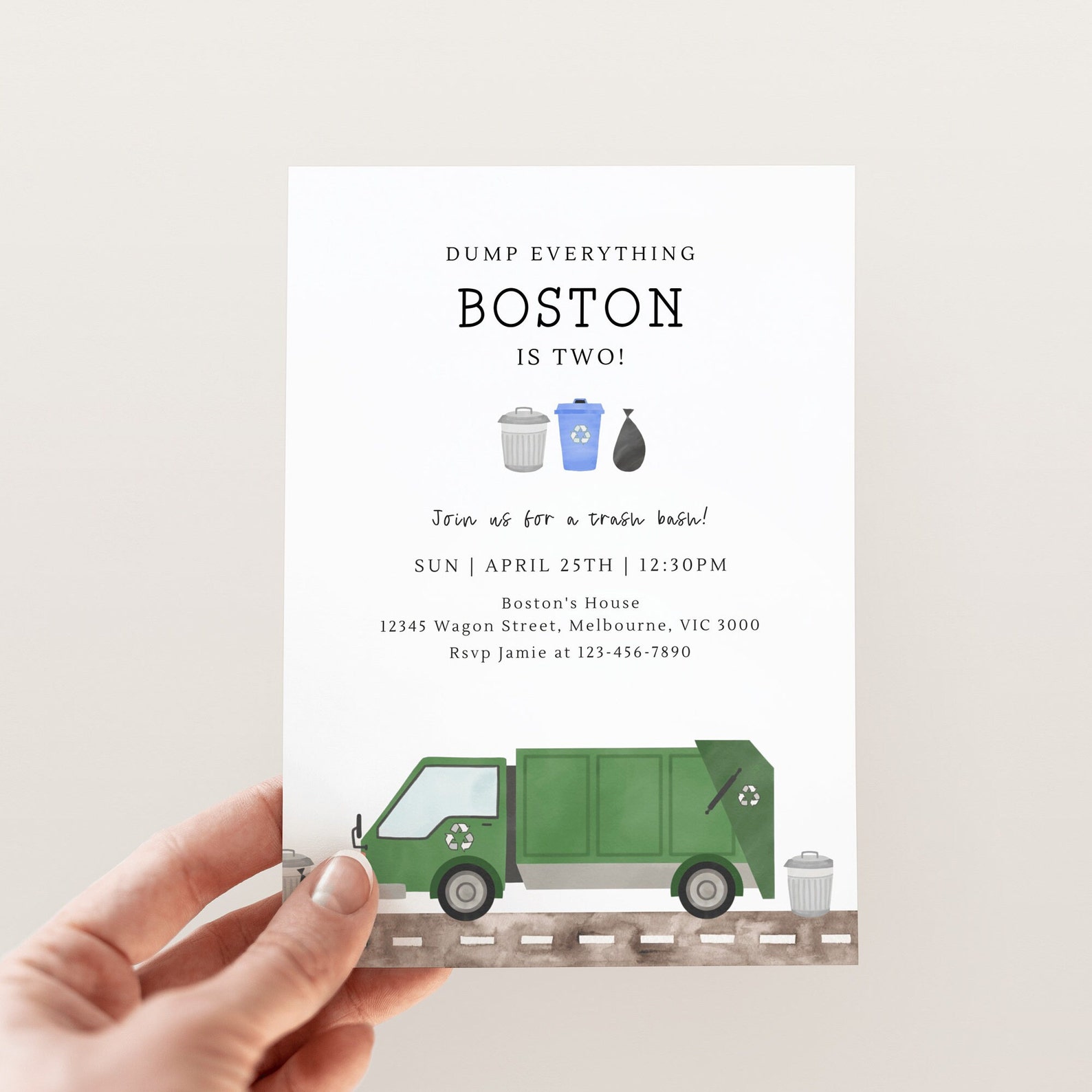 Editable Garbage Truck Party Invitation Garbage Truck - Etsy