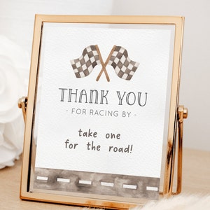 Editable Racing Thank You Card Race Flag Birthday Thank You - Etsy