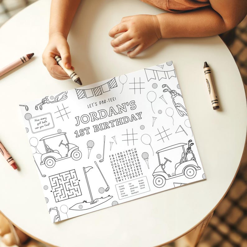 Editable Golf Birthday Activity & Coloring Page, Let's Par-tee Golf B ...