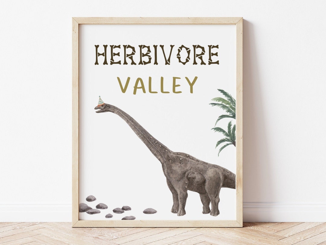 Dinosaur Party Food Sign, Editable Template, Herbivore Valley Sign ...