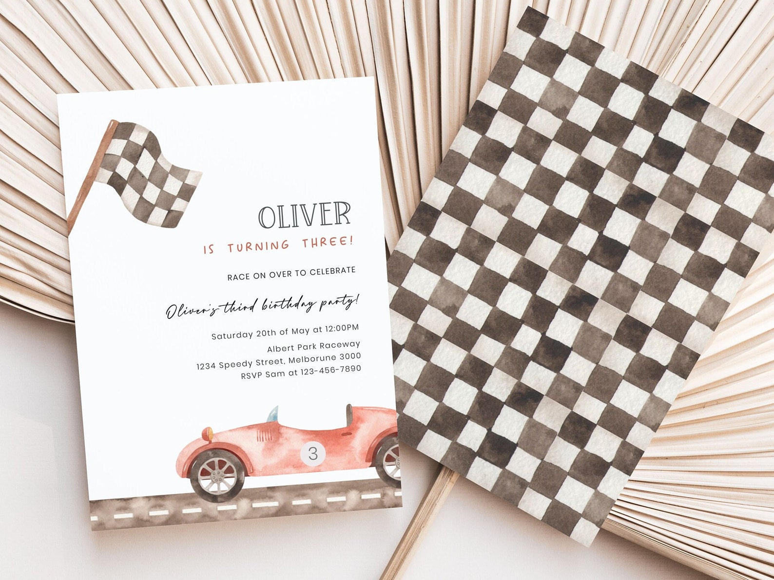 Red Race Car Birthday Party Invitation, Editable Any Age Racing Car ...