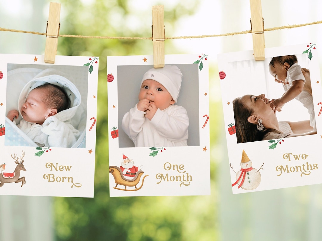 Christmas Birthday 12 Months Photo Banner, Editable Onederful First X ...
