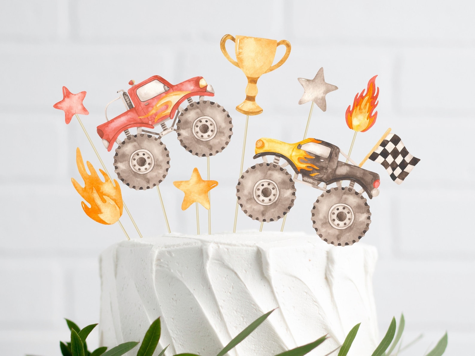 Monster Truck Cake Toppers Printable Cake Toppers Monster - Etsy