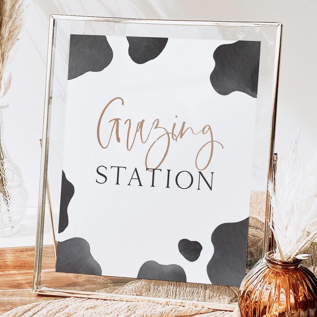 Cow Grazing Station Sign, Editable Holy Cow Birthday Party Decor, Farm ...