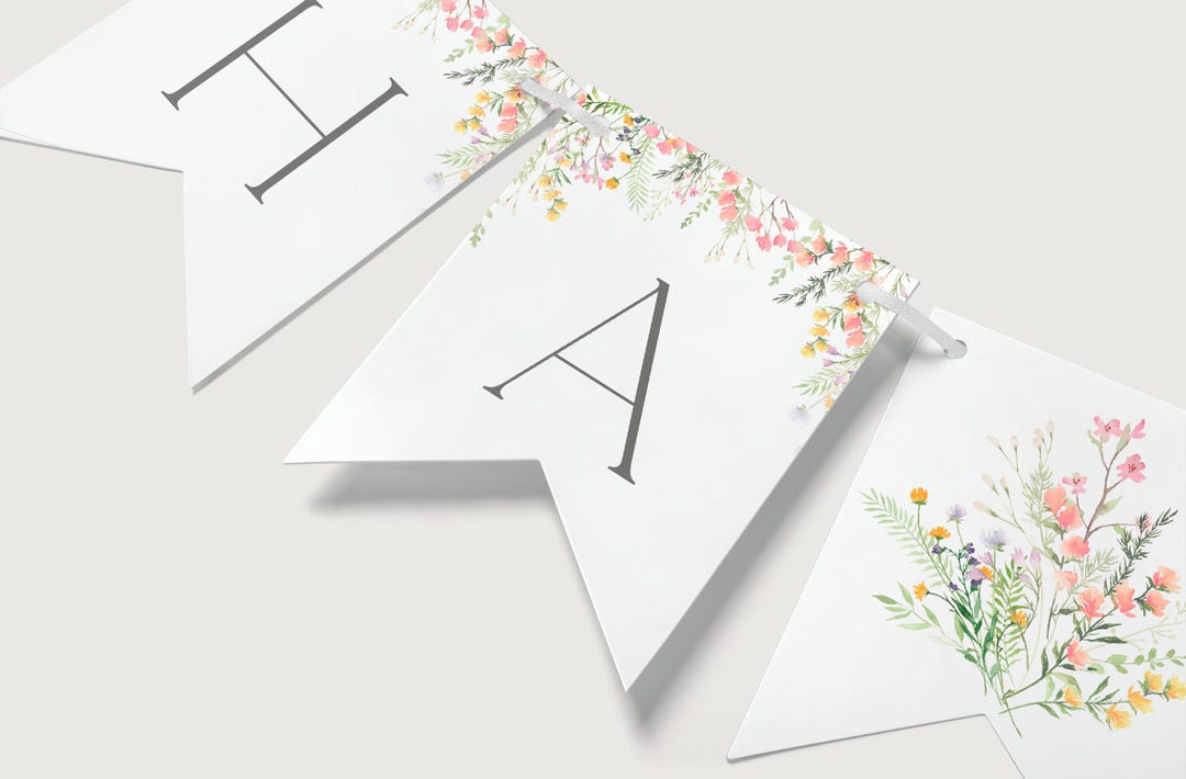 Editable Wildflower Happy Birthday Banner, Printable Floral Party ...