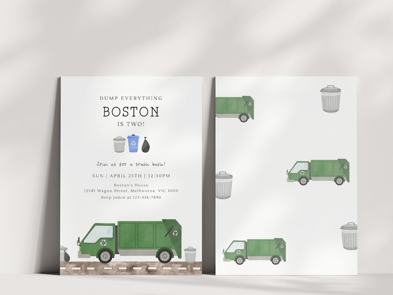 Editable Garbage Truck Party Invitation Garbage Truck - Etsy