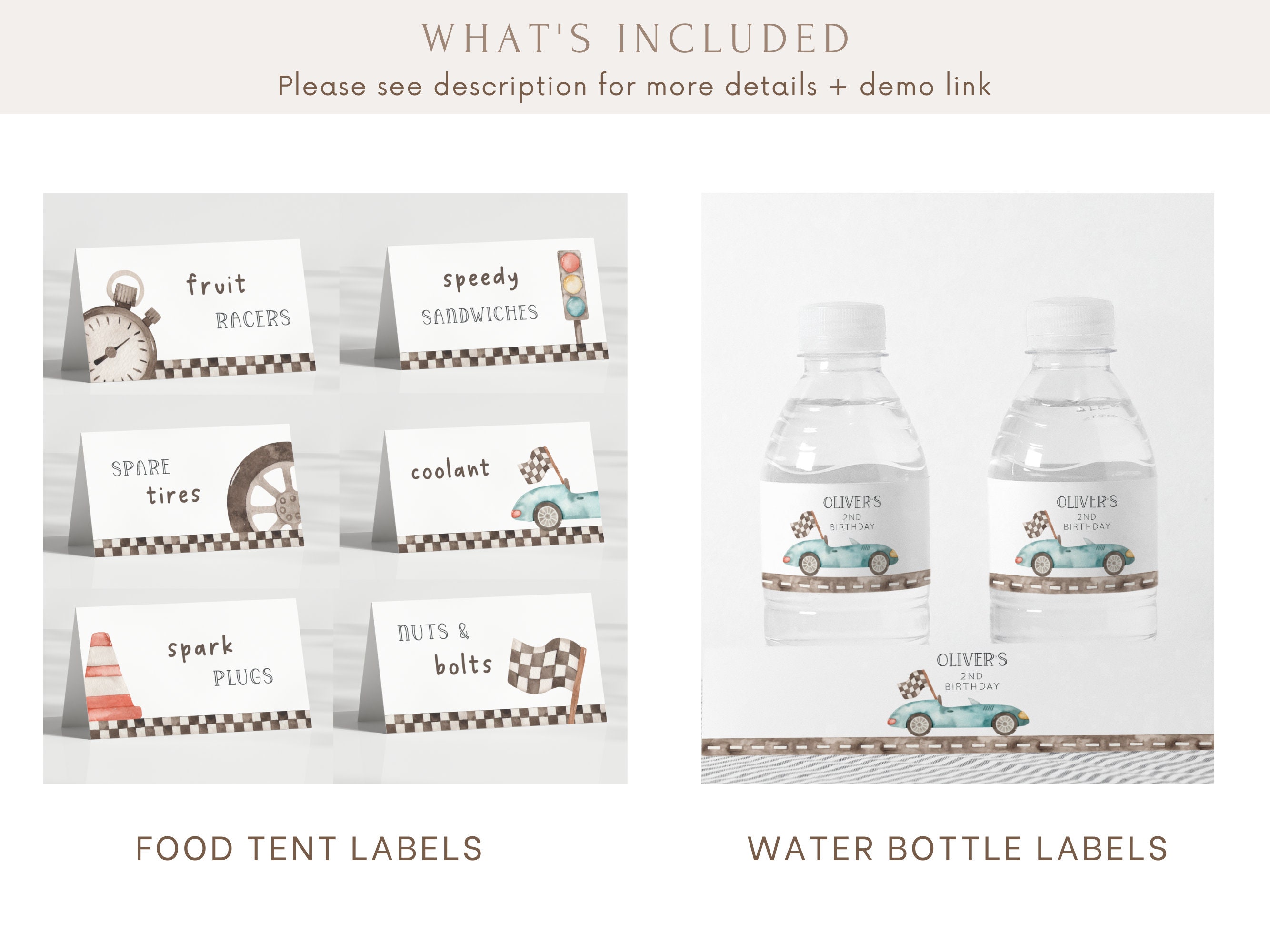 First Lap Race Car Birthday Invitation Bundle, Editable Template, Blue ...