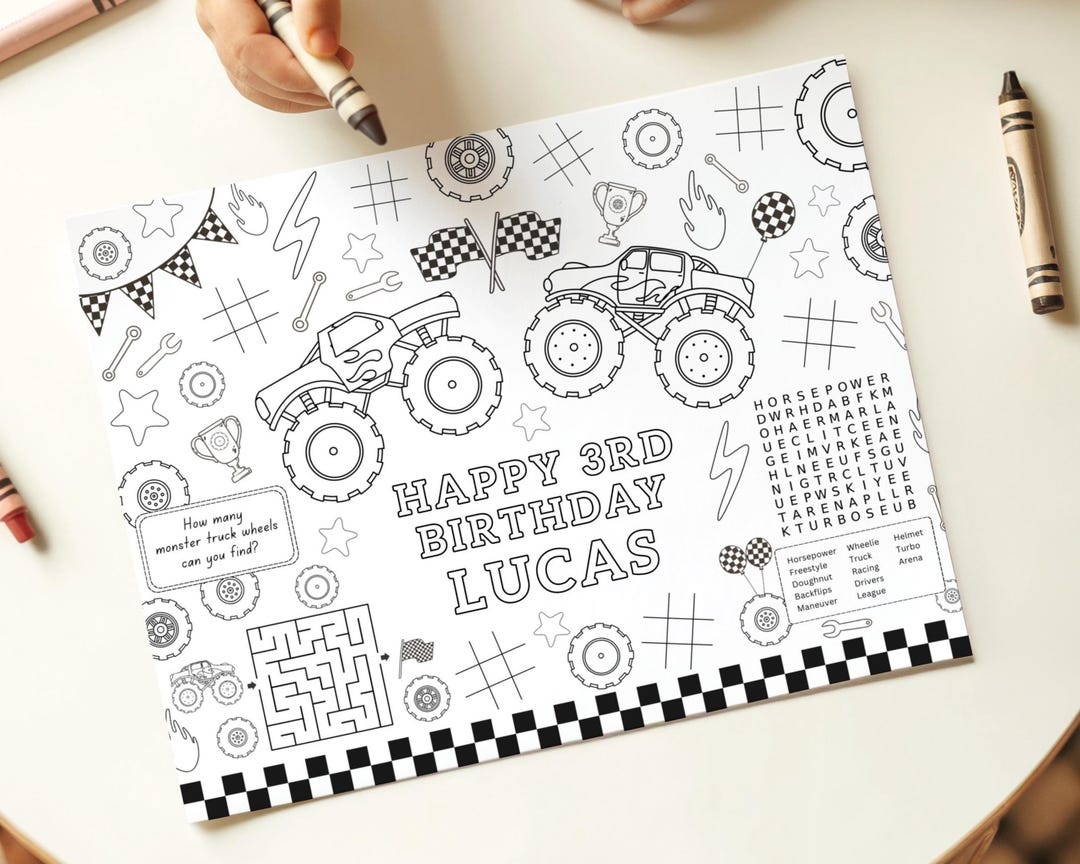 Editable Monster Truck Activity & Coloring Page, Monster Trucks ...