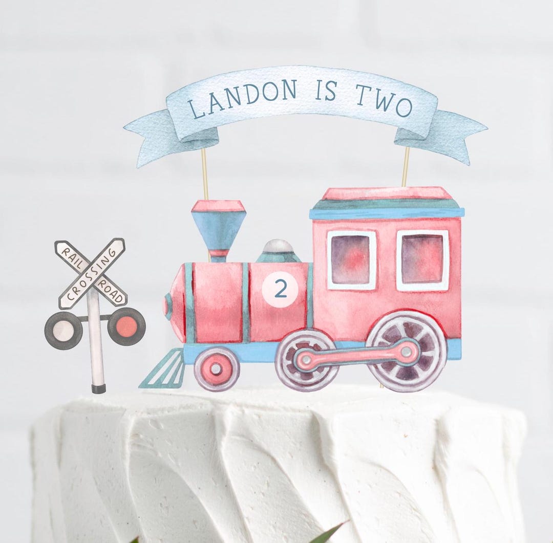 Editable Red Train Cake Toppers, Printable Choo Choo Train Birthday ...