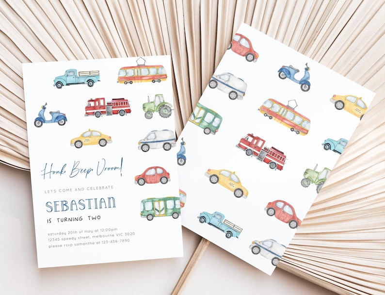Editable Transportation Birthday Invitation, Transport Vehicle B'day ...