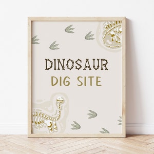 Dinosaur Dig Sign, Editable Template, Dino Dig Site Poster, Fossils ...