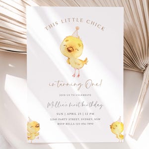 Little Chick Birthday Party Invitation, Editable Cute Chick B'day ...