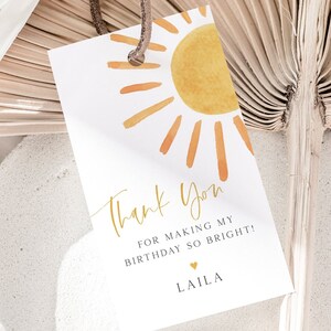 Editable Sun Party Favors Tag Sun Birthday Thank You Tag - Etsy