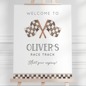 Editable Racing Welcome Sign, Race Flags Party Sign, Two Fast Birthday ...